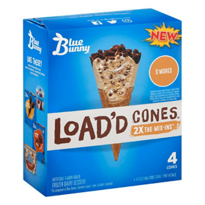 Blue Bunny Load D Cones S Mores 4pk 16 FZ acmemarkets