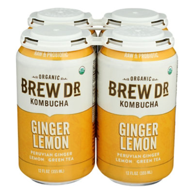 Brew Dr Kombucha Ginger Lemon - 4-12 FZ - Vons