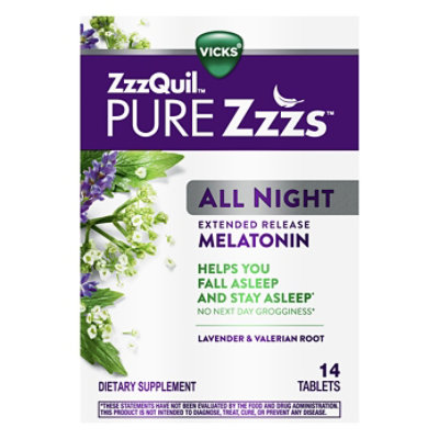 Vicks Zzzquil Pure Zzzs All Night Tablets - 14 CT - Safeway