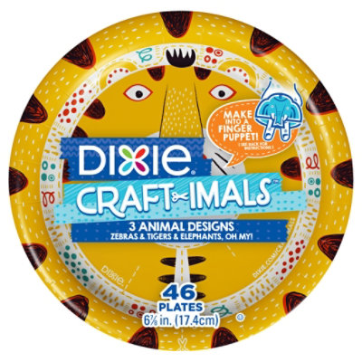 Dixie Craft Imals 7 Inch Paper Plates For Kids Crafts - 46 CT - Albertsons