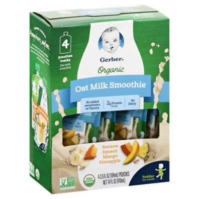 Gerber Banana Squash Mango & Pineapple Smoothies Organic - 4-3.5 FZ ...