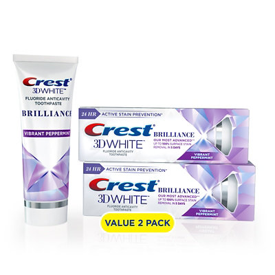 Crest 3D White Toothpaste Fluoride Anticavity Brilliance Vibrant ...