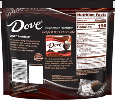 Dove Promises 82% Cacao Deepest Dark Chocolate Candy - 7.23 Oz - Vons
