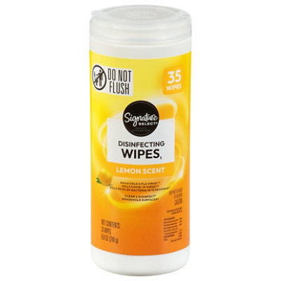 Signature Select Wipes Disinfectant Lemon Scent - 35 CT - Safeway
