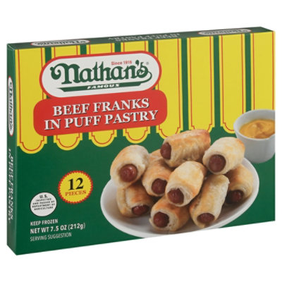 Nathans Savory Cocktail Franks Wrapped In Flaky Puff Pastry - 7.5 OZ ...