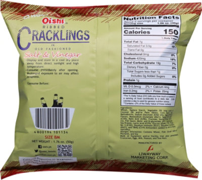 Oishi Cracklings Salt And Vinegar - 1.76 OZ - Haggen
