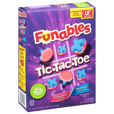 Funables Tic Tac Toe Strawberry/Blueberry Fruit Flavored Snacks Pouches ...