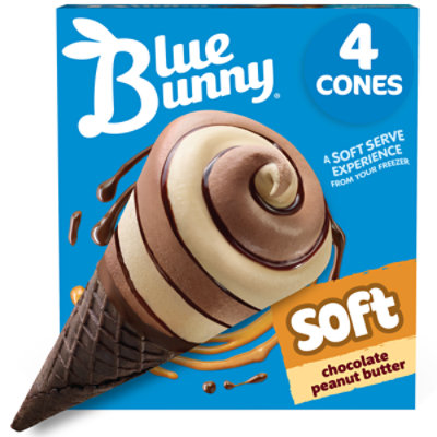 Blue Bunny Twist Cones Chocolate Peanut Butter Frozen Dairy Dessert ...