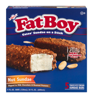 The Original Fatboy Nut Sundae On A Stick Vanilla Ice Cream Bar. Six ...