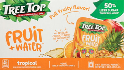 Tree Top Fruit Pluse Water Tropical Juice Pouches - 8-6 FZ - Haggen