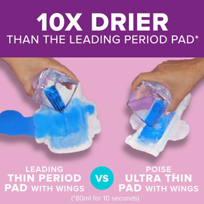 Poise 3 Drop Light Absorbency Ultra Thin Incontinence Pads With Wings ...