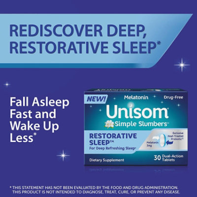 Unisom Simple Slumbers Restorative Sleep Tablet 30 Count Carton - 30 CT ...