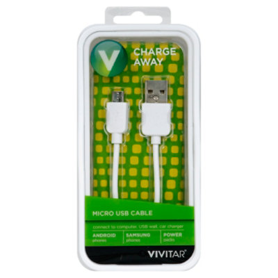 Vivitar Micro Usb Cable Wht - EA - safeway