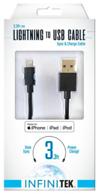 Lightning To Usb Sync & Charge Cable Black Mfi Certified 3.3ft - EA - vons