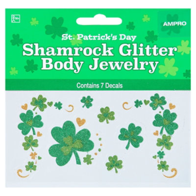 Ampro St. Patrick's Day Shamrock Glitter Body Jewelry 7 Count - Each ...
