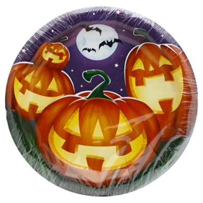 Ssel Glowing Pmpkn Dnnr Plate - 8 CT - safeway