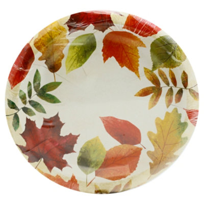 Ssel Clrfl Leaves Lunch Plate - 8 CT - Albertsons