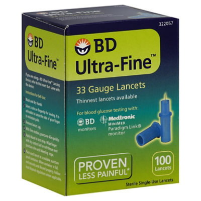 Bd Ultra Fine 33 Gauge Lancets - 100 CT - safeway