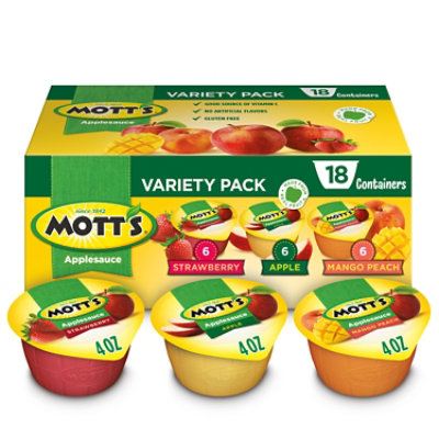 Mott's Applesauce Variety Pack In Cups - 18-4 Oz - albertsons