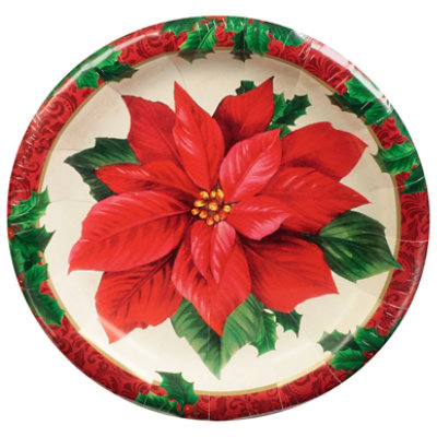 Signature SELECT Classic Poinsettia Dinner Plate - 8 Count - albertsons