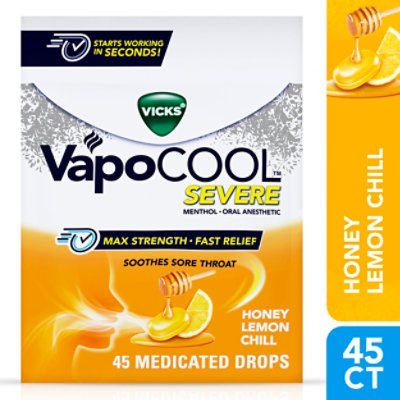 Vicks VapoCOOL Honey Lemon Medicated Drops- 45 Count - albertsons