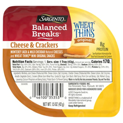 Sargento Balanced Break Jack Mild Cheedar Cheese with Wheat Thins - 1.5 ...