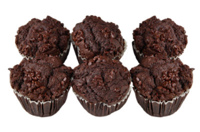 Bakery Double Chocolate Chip Muffins 6 Count - Each - carrsqc
