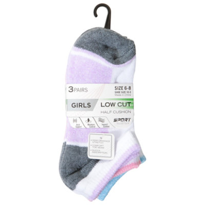 Infini Rtc Girls Athletic Half Cushion Low Cut Sock Size 6 to 8 Pack ...