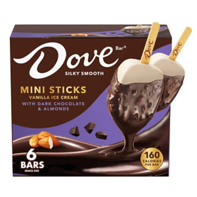 Dove Dark Chocolate Almond Vanilla Mini Ice Cream Stick Multipack - 6 ...