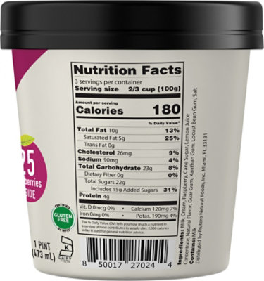 Frutero Raspberry Ice Cream 16fz, Pt - PT - jewelosco