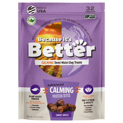 Because It's Better Calming Sweet Apple Semi Moist Dog Treats - 4.1 Oz ...