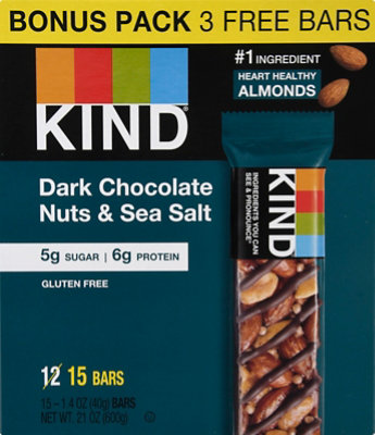 KIND Bonus Pack Dark Chocolate Nuts & Sea Salt Bars - 15 Count - safeway