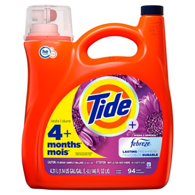 Tide Liquid Detergent Plus Febreze Spring & Renewal He - 146 FZ - vons