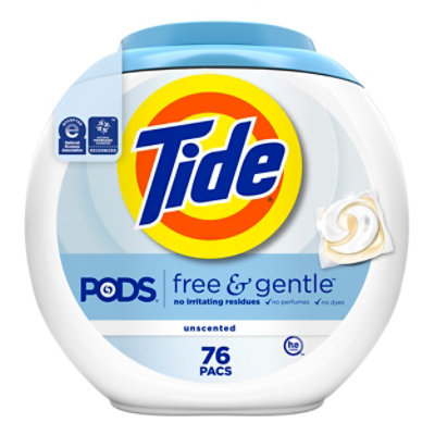 Tide Pods Free And Gentle Coldwater Clear - 76 CT - safeway