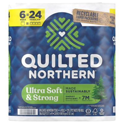 Quilted Northern Ultra Soft & Strong Toilet Paper, 6 Mega Rolls - 6 RL ...
