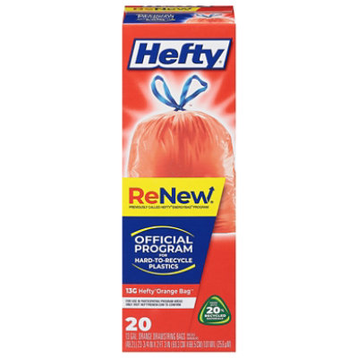 Hefty Renew Wastebags 13 Gallon Orange 1 Pack 20 Count - 20 CT - albertsons