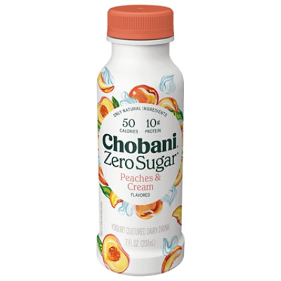 Chobani Zero Sugar Peaches & Cream Yogurt Cultured Dairy Drink - 7 Fl ...