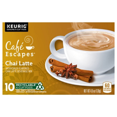 Cafe Escapes Chai Latte Keurig Single Serve K Cup Pods - 10 Count - safeway