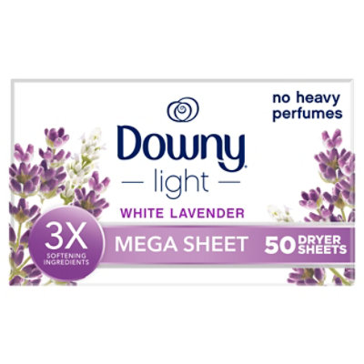 Downy Light Mega White Lavender Dryer Sheets Fabric Softener - 50 Count ...