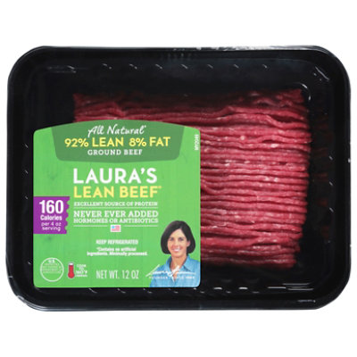 Lauras Lean Beef 92% Lean 8% Fat Ground Patties - 12 Oz - vons