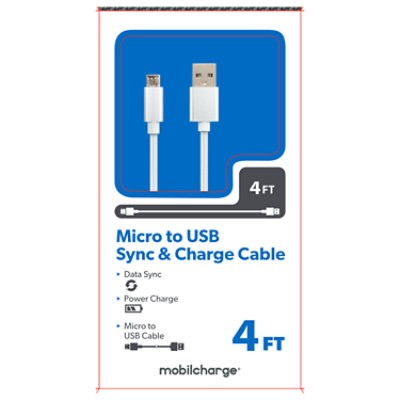 4ft Micro Sync & Charge cable white - Each - acmemarkets