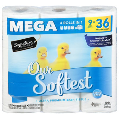 Signature Select Bath Tissue Our Softest Mega - 9 Roll - albertsons