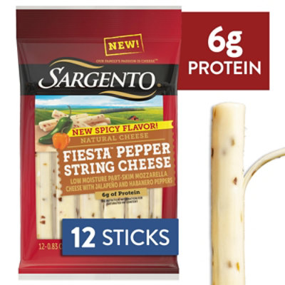Sargento Fiesta Low Moisture Part Skim Pepper String Cheese Mozzarella ...