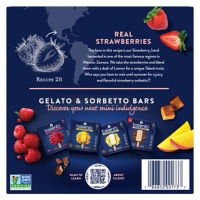 Talenti Strawberry Sorbetto Ice Cream Novelties Bar - 6 Count - albertsons