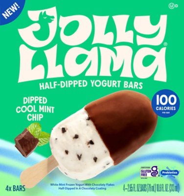 Jolly Llama Dipped Cool Mint Chip Yogurt Bar 4 Pack - 10.6 Oz - safeway