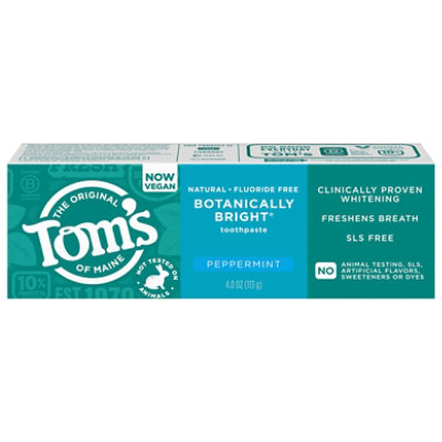 Tom`s Peppermint Botanically Bright Whitening Toothpaste - 4 Oz ...