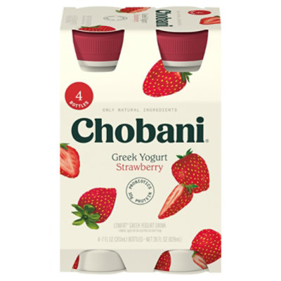 Chobani Lowfat Greek Yogurt Drink Strawberry 4 Pack - 28 Fl. Oz. - safeway