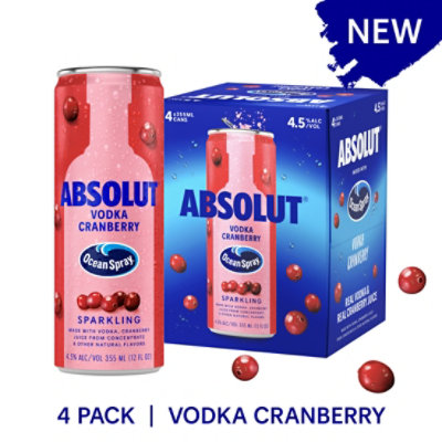 Absolut Vodka Cranberry - 4-355 Ml - acmemarkets