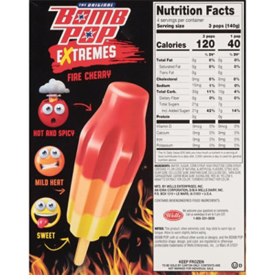 Bomb Pop Extremes Fire Cherry Ice Pops 12 Pack - 21 Fl. Oz. - albertsons