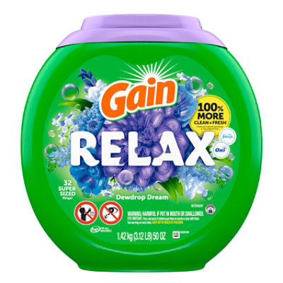 Gain Flings Relax Laundry Detergent Dewdrop Dream - 32 Count - safeway